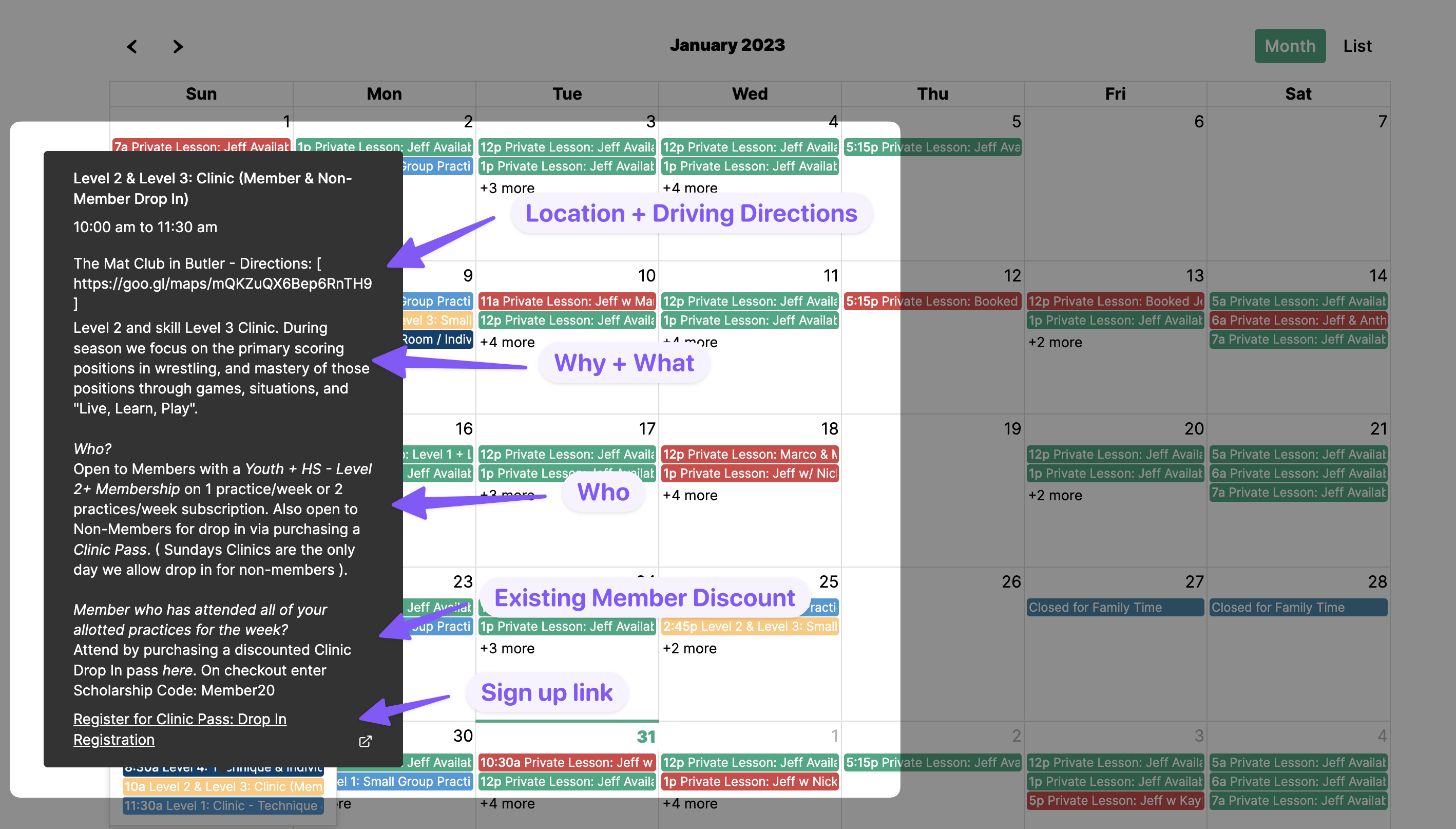 Save time by creating an accessible schedule for your wrestling team